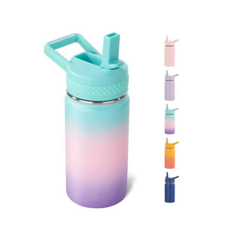 12 oz Kids Water Bottle for School with Straws Lids - AUSPACE