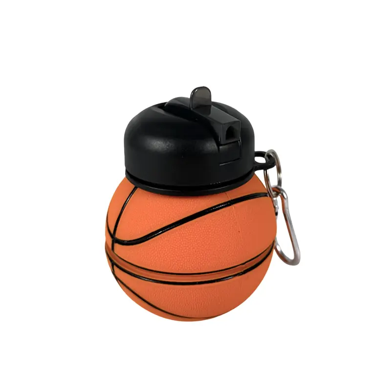 Clip-On Collapsible Silicone Basketball Water Bottle Wholesale - AUSPACE