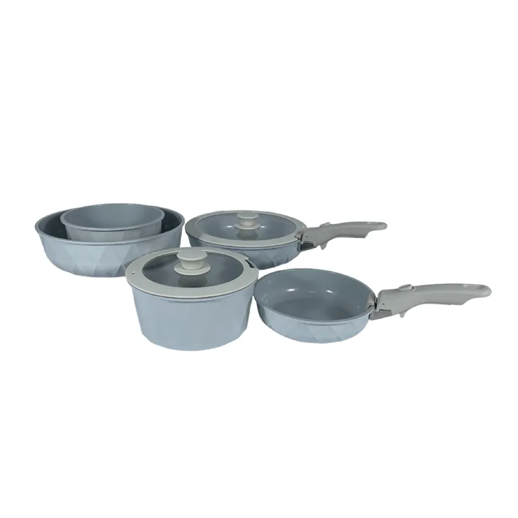 Versatile Aluminum Cookware Set with Space - Saving Design and ...